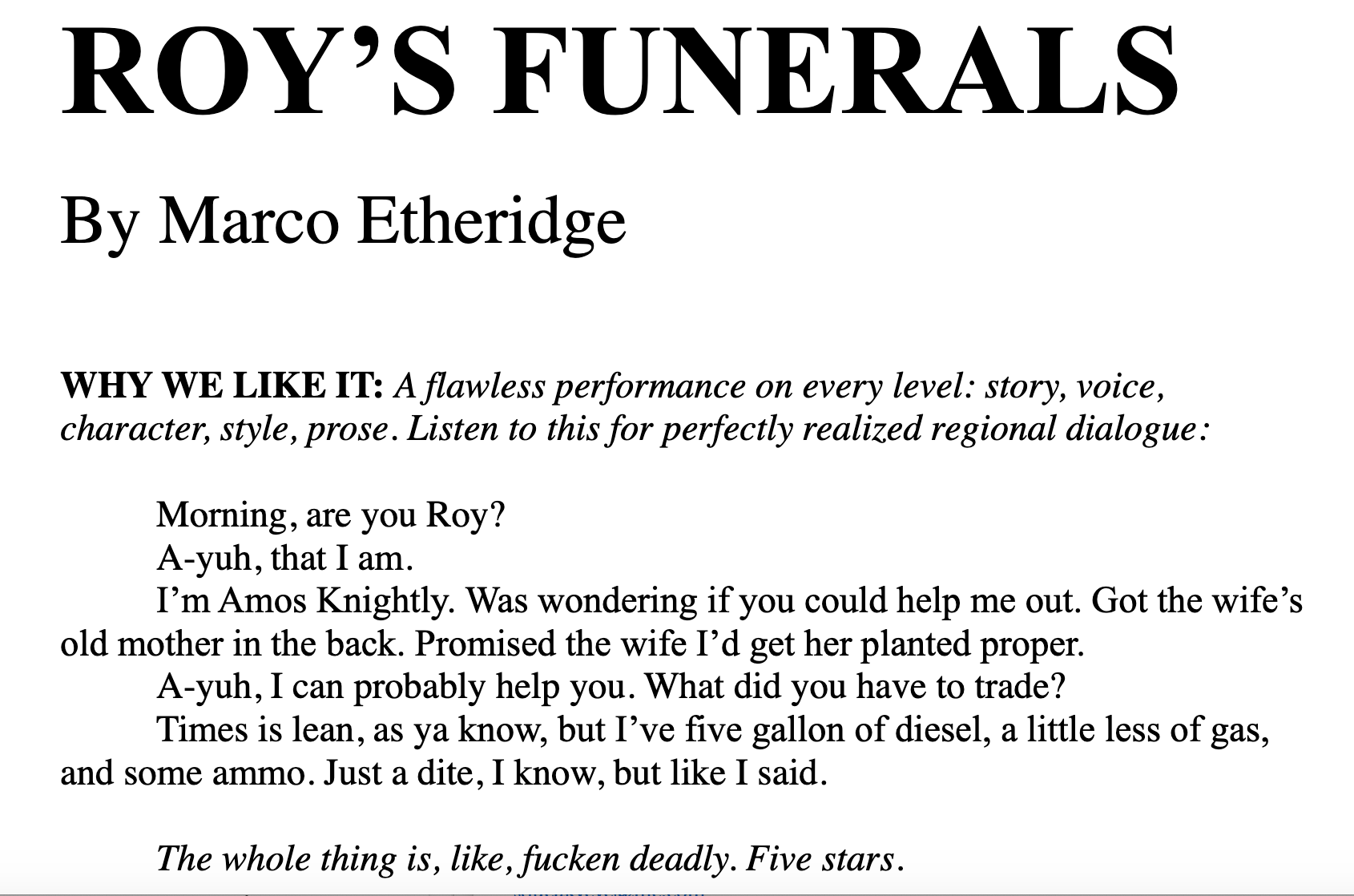 New Published Short Story - Marco Etheridge Fiction